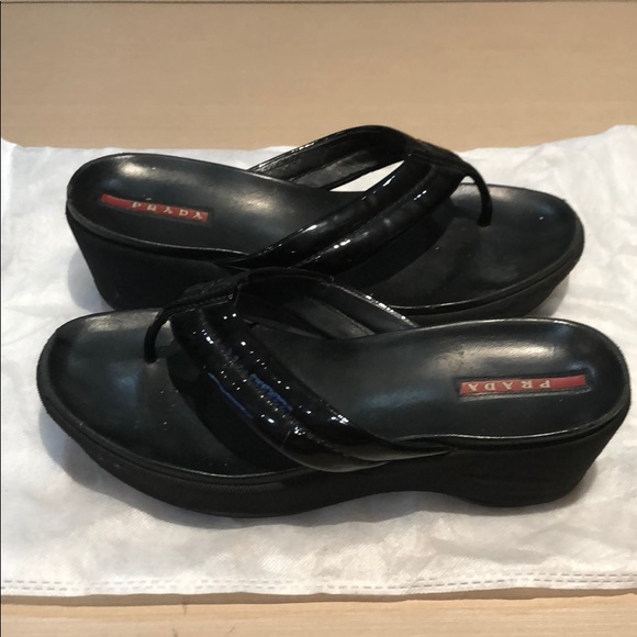 Prada | Shoes | Prada Womens Wedge Flip Flops | Poshmark